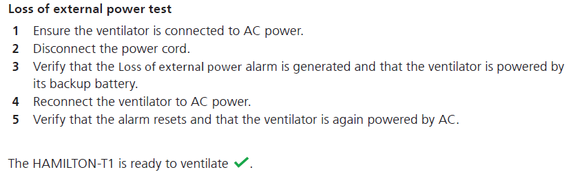 Hamilton T1 transport ventilator set-up guide & pre-use checks
